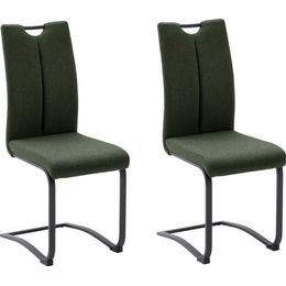 Freischwinger MCA furniture "Sambia" Stühle Gr. B/H/T: 42 cm x 102 cm x 45 cm, 4 St., Metall, grün (olive, schwarz matt) Freischwinger