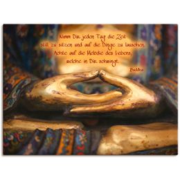 Wandbild Artland "Weisheit" Bilder Gr. B/H: 80 cm x 60 cm, Leinwandbild Religion, 1 St., goldfarben Kunstdrucke
