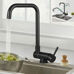 Küchenarmatur Schwarz Hochdruckhahn Küchenarmatur mit Ausziehbare Brause Wasserhahn (Umklappbar 360° drehbar/90° faltbar, Einhandmischer für Spüle