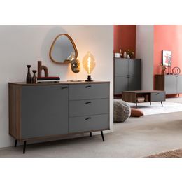 Sideboard Salesfever Sideboards Gr. B/H/T: 118 cm x 76 cm x 40 cm, Sideboard 118 cm Walnuss/Grau, 3, braun (walnuss) Sideboards