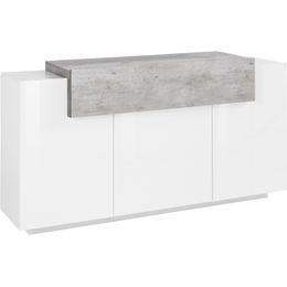 Sideboard Tecnos "Coro" Sideboards Gr. B/H/T: 160 cm x 85,6 cm x 45 cm, weiß (weiß hochglanz, betonfarben) Sideboards