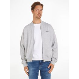 Sweater Tommy Jeans "TJM BOXY N CLSCS BOMBER EXT" Gr. S, silberfarben (silver) Herren Sweatshirts