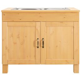 Spülenschrank Home Affaire "Alby" Schränke Gr. B/H/T: 100 cm x 85 cm x 50 cm, beige (natur gebeizt, gewachst) Spülenschränke Breite 100 cm, 1 Fach