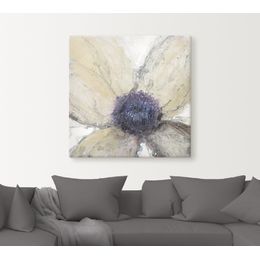 Wandbild Artland "Blumenfluss I" Bilder Gr. B/H: 100 cm x 100 cm, Leinwandbild Blumen quadratisch, 1 St., beige (naturfarben) Kunstdrucke