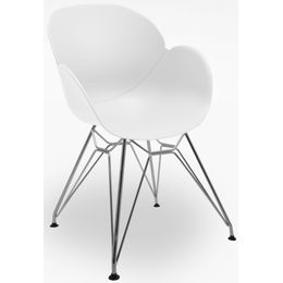 NIEHOFF SITZMÖBEL Schalenstuhl NIEHOFF SITZMÖBEL "SUSHI" Stühle Gr. B/H/T: 59 cm x 85 cm x 58 cm, 4 St., Metall, weiß (weiß, silberfarben) Schalenstühle