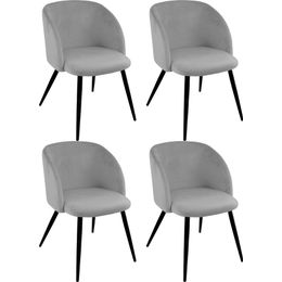 Armlehnstuhl PAROLI "Dali" Stühle Gr. B/H/T: 54 cm x 78 cm x 55 cm, 4 St., Velourstoff fein, Gestell in schwarz + Metall, grau Armlehnstühle