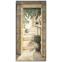Wandbild Artland "Eingang - Fresco" Bilder Gr. B/H: 75 cm x 150 cm, Leinwandbild Fenster & Türen, 1 St., beige (naturfarben) Kunstdrucke