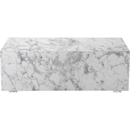 Couchtisch LEONIQUE "Ronthon" Tische Gr. B/H/T: 95 cm x 40 cm x 45 cm, grau (marmor weiß, grau) Couchtisch Eckige Couchtische eckig