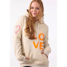 Kapuzensweatshirt Zwillingsherz Gr. SM, beige Damen Sweatshirts