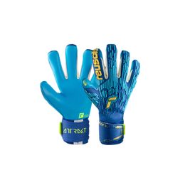 Torwarthandschuhe Reusch "Attrakt Freegel Aqua Windproof" Gr. 10,5, bunt (goldfarben, blau) Damen Handschuhe Sporthandschuhe