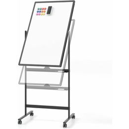 Costway Doppelseitiges mobiles Whiteboard, 60 x 100 cm, höhenverstellbares magnetisches Whiteboard mit Rollen, Ständer und Stiftablage, inkl. Zubehör
