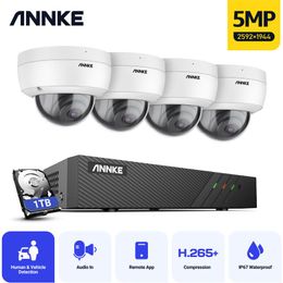 SANNCE Annke 5MP PoE ip onvif Système de caméra de sécurité dome 6MP nvr 100 ft Vision nocturne couleur pour extérieur Kit de vidéosurveillance cctv