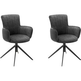 Esszimmerstuhl MCA furniture "Denia" Stühle Gr. B/H/T: 60 cm x 87 cm x 64 cm, 2 St., Metall, grau (anthrazit, schwarz matt lackiert) Küchenstühle