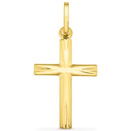Kreuz-Anhänger Firetti "Schmuck Geschenk Gold 375 Halsschmuck Anhänger Halskette Kreuz" Schmuckanhänger Gr. Gelbgold 585, 0,31 g, gelb (gelbgoldfarben) Damen Anhänger