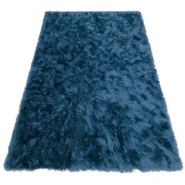 Fellteppich Home Affaire "Dena, Hochflor Teppiche" Teppiche Gr. B/L: 180 cm x 230 cm, 60 mm, 1 St., blau (royal) Fellteppich Esszimmerteppiche