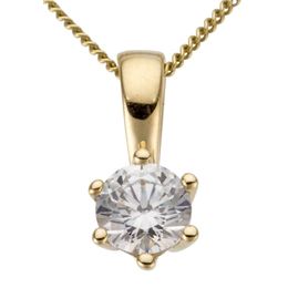 Ketten-Anhänger Firetti "Schmuck Geschenk Gold 750 Halsschmuck Anhänger Halskette Solitär" Schmuckanhänger Gr. 0,5 ct P2 = erkennbare Einschlüsse, Gelbgold 750-Diamanten, 1 g, gelb (gelbgoldfarben, gw=getöntes, weiß) Damen Anhänger mit Brillant in Krappenfassung