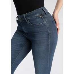 Skinny-fit-Jeans Replay "Luzien" Gr. 32, Länge 30, blau (darkblue) Damen Jeans 5-Pocket-Jeans Röhrenjeans