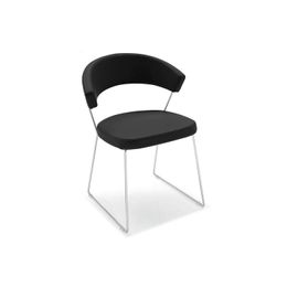 4-Fußstuhl CONNUBIA "New York CB1022-LH" Stühle Gr. B/H/T: 57 cm x 75,5 cm x 52 cm, 2 St., NaturLEDER, Metall, schwarz (schwarz 683, silberfarben) 4-Fuß-Stühle