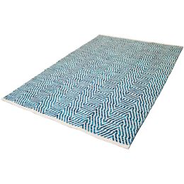 Teppich Home Affaire "Jaron" Teppiche Gr. B/L: 160 cm x 230 cm, 7 mm, 1 St., blau Baumwollteppiche