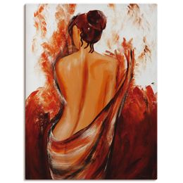 Wandbild Artland "Frau in rot" Bilder Gr. B/H: 90 cm x 120 cm, Leinwandbild Frau Hochformat, 1 St., rot Kunstdrucke