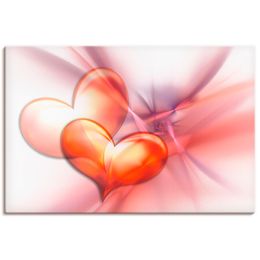 Wandbild Artland "Das höchste Glück" Bilder Gr. B/H: 90 cm x 60 cm, Leinwandbild Herzen Querformat, 1 St., pink Kunstdrucke