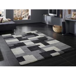 Teppich OCI DIE TEPPICHMARKE "Steady Allover" Teppiche Gr. B/L: 140 cm x 200 cm, 20 mm, 1 St., grau (grau, schwarz) Esszimmerteppiche