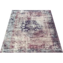 Teppich LEONIQUE "Nelio" Teppiche Gr. B/L: 140 cm x 200 cm, 9 mm, 1 St., grau (anthrazit) Esszimmerteppiche