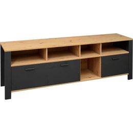 Mäusbacher Lowboard MÄUSBACHER "Nele" Sideboards Gr. B/H/T: 193 cm x 62 cm x 44 cm, 3, schwarz (anthrazit matt lack, asteiche) Lowboards