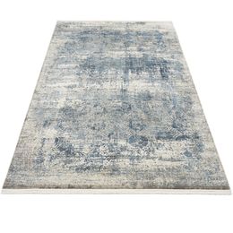 Teppich Musterring "APOLLO" Teppiche Gr. B/L: 120 cm x 180 cm, 8 mm, 1 St., grau (grau, blau) Esszimmerteppiche