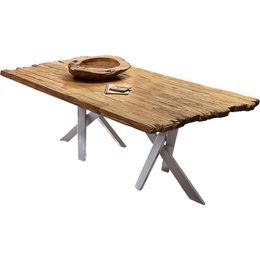 Esstisch Sit Tische Gr. B/H/T: 240 cm x 77 cm x 100 cm, 240 x 100 cm, beige (natur, antiksilber, natur) Esstische rechteckig