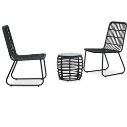 3-tlg. Bistro-Set Poly Rattan Schwarz vidaXL483693