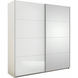 Schwebetürenschrank Rauch "Subito" Schränke Gr. B/H/T: 181 cm x 197 cm x 61 cm, 1 Spiegel- und 1 Weißglastür, 2 St., weiß (weiß, weißglas) Schranksysteme und Schrankserien