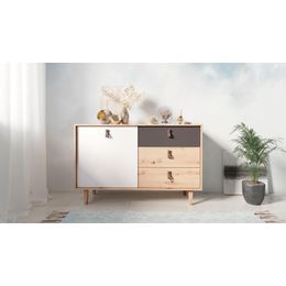 Sideboard ByLiving "Bill" Sideboards Gr. B/H/T: 120 cm x 77 cm x 36,5 cm, 3, braun (eiche, farbend) Sideboards