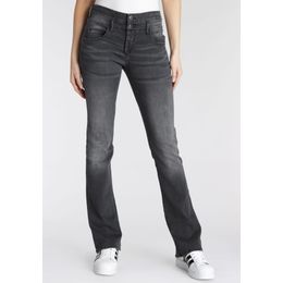 Bootcut-Jeans Herrlicher "BABY" Gr. 26, Länge 34, grau (asphalt) Damen Jeans Bootcut