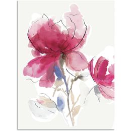 Wandbild Artland "Rosige Blüte I." Bilder Gr. B/H: 90 cm x 130 cm, Alu-Dibond-Druck Blumenbilder Hochformat, 1 St., pink Kunstdrucke