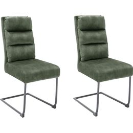 Freischwinger MCA furniture "Lampang" Stühle Gr. B/H/T: 44 cm x 99 cm x 64 cm, 2 St., Metall, grün (olive, schwarz matt lackiert) Freischwinger