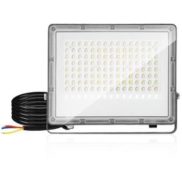 HENGDA 100W LED Fluter LED Flutlicht Strahler Außenstrahler IP65 Wasserdicht Arbeitsbeleuchtung Kaltweiß - Kaltweiß