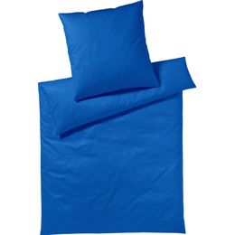 Bettwäsche Yes For Bed "Pure & Simple Uni in Gr. 135x200, 155x220 oder 200x200 cm" Gr. B/L: 200 cm x 220 cm (1 St.), B/L: 80 cm x 80 cm & 80 cm x 80 cm (2 St.), Mako-Satin, blau (nachtblau) Bettwäsche 200x220 cm
