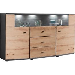 Sideboard Inosign "FLORI" Sideboards Gr. B/H/T: 160 cm x 86,8 cm x 31 cm, Soft Close, 3, braun (artisan, anthrazit) Sideboards