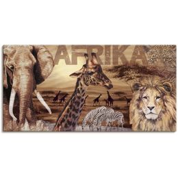 Wandbild Artland "Afrika" Bilder Gr. B/H: 150 cm x 75 cm, Leinwandbild Wildtiere, 1 St., braun Kunstdrucke