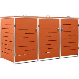 Mülltonnenbox für 3 Tonnen 207x77,5x112,5 cm Edelstahl - Orange - Maison Exclusive