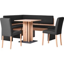 Eckbankgruppe Home Affaire "Sofi" Sitzmöbel-Sets Gr. B/H/T: 170 cm x 86 cm x 140 cm, Kunstleder, Langer schenkel rechts, schwarz (schwarz (lotos 7006)) Eckbankgruppen