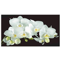 Küchenrückwand Artland "Weiße Orchidee auf schwarzem Hintergrund" Spritzschutzwände Gr. B/H: 120 cm x 65 cm, weiß Küchendekoration