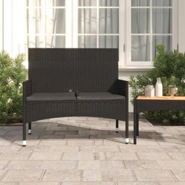 Gartenbank 2-Sitzer Doppelsitzbank/Ruhebank Gartenstuhl mit Kissen Schwarz Poly Rattan XZZZ677684 MAISONCHIC