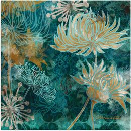Wandbild Artland "Blaue Chrysanthemen I" Bilder Gr. B/H: 70 cm x 70 cm, Alu-Dibond-Druck Blumen quadratisch, 1 St., bunt Kunstdrucke