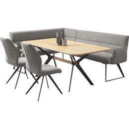 Eckbankgruppe Home Affaire "Preston" Sitzmöbel-Sets Gr. B/H/T: 227 cm x 88 cm x 178 cm, Struktur 2, langer Schenkel rechts, grau (falcon (fiction 5503), schwarz) Eckbankgruppen