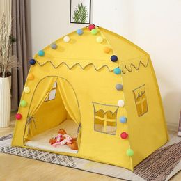Spielzelt Spielhaus, 135 x 105 x 125 cm, faltbares kleines Haus, geeignet für drinnen und draußen – Gelb