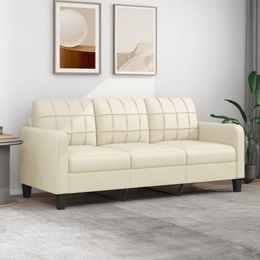 3-Sitzer-Sofa Creme 180 cm Kunstleder - Creme - Prolenta Premium