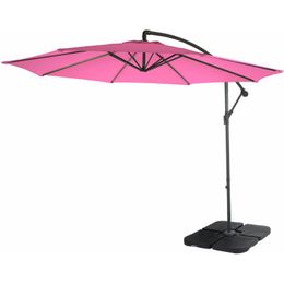 Neuwertig] Ampelschirm Terni, Sonnenschirm Sonnenschutz, ø 3m neigbar, Polyester/Stahl 11kg pink mit Ständer - pink