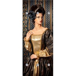 Garderobenleiste queence "Frau klassisch" Garderobenhalter Gr. B/H/T: 50 cm x 120 cm x 10 cm, goldfarben Haken